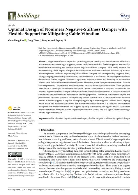 Pdf Optimal Design Of Nonlinear Negative Stiffness Damper With Flexible Support For Mitigating