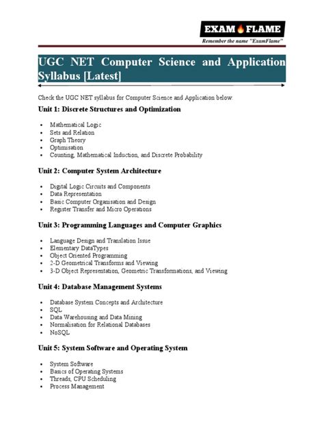 Ugc Net Computer Science And Application Syllabus Pdf