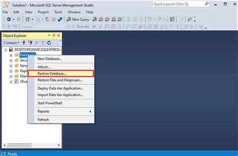 How To Restore Sql Server Database From Bak File Manually