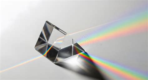 Clear Glass Prism Refracting White Light Into A Vibrant Rainbow