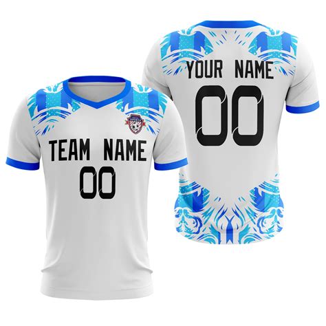 Custom White Blue Sport Soccer Tops Jersey Kxkshop