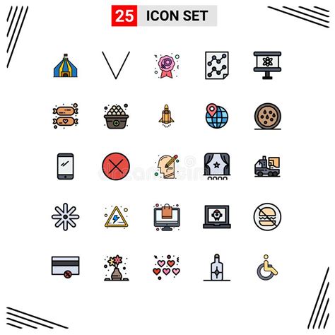 Universal Icon Symbols Group Of 25 Modern Filled Line Flat Colors Of Science Atom Sign Report