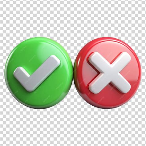투명한 배경에 분리 된 3d 참과 거짓 기호 프리미엄 Psd 파일