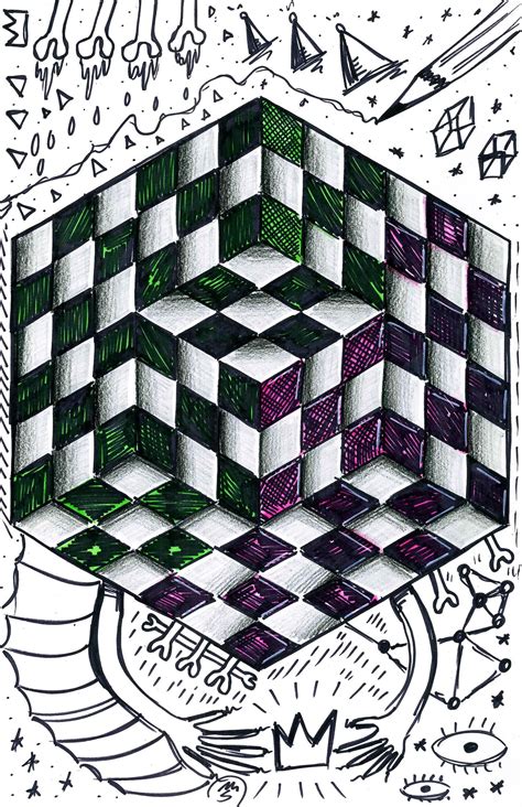 Cube Illusion With Sketches