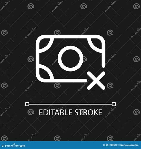 Cashless Payment Only Pixel Perfect White Linear Ui Icon For Dark Theme Stock Vector