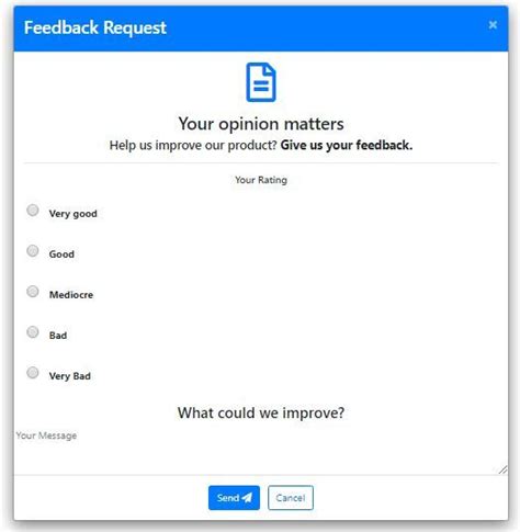 bootstrap 4 modal feedback form form example knowledge test feedback
