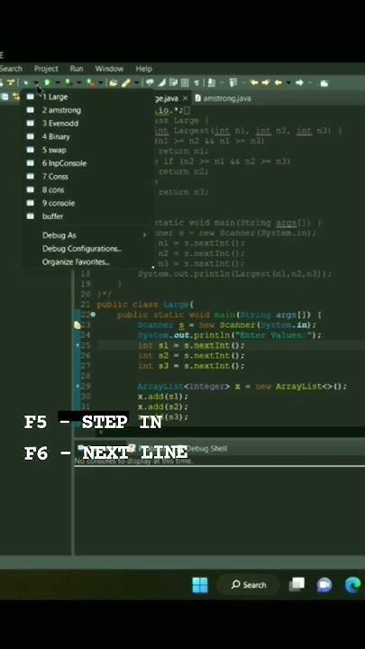 shortcut keys for debugging shorts youtube