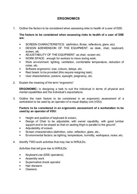 Ergonomics Policy Template