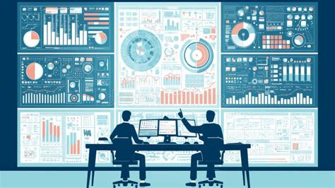 Data Scientists Analyzing Business Strategy With Digital Dashboards Stock Illustration