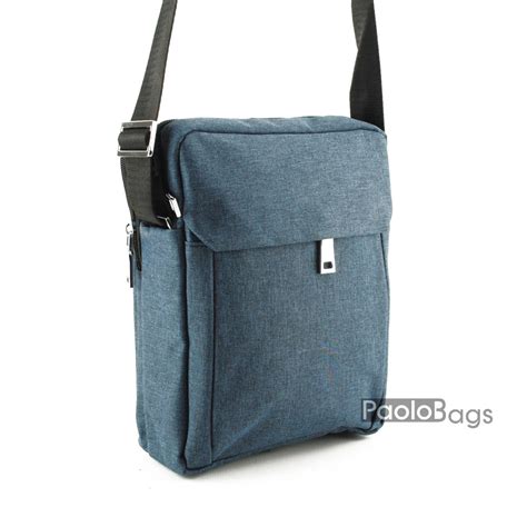 МЪЖКИ ЧАНТИ Евтина мъжка чанта от плътен брезент със стилен дизайн синя