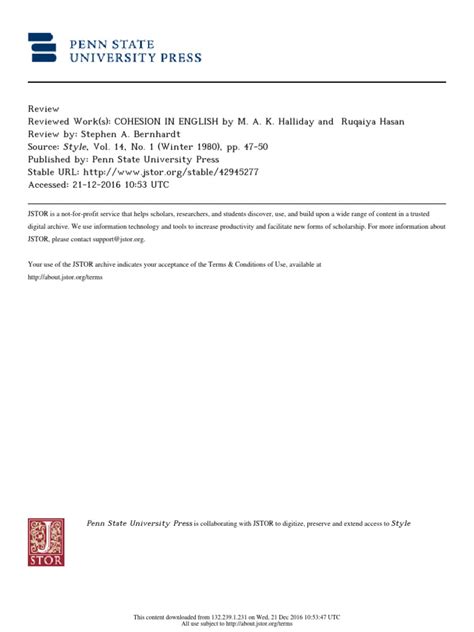 Cohesion In English Pdf Cognitive Science Human Communication