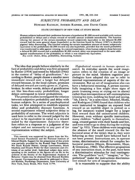 Subjective Probability And Delay Pdf