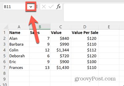 Name Box Excel