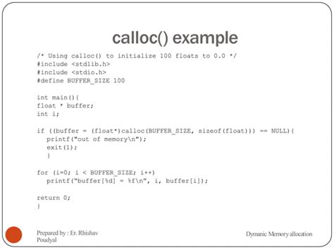 Dynamic Memory Allocation In C Programming Ppt