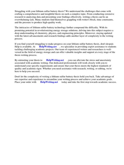 Lithium Sulfur Battery Thesis Pdf Lithium Ion Battery Rechargeable Battery