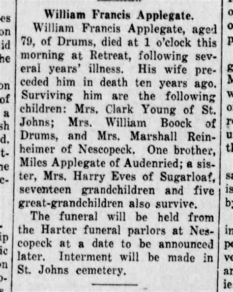 William Francis Applegate 1859 1939 Homenaje De Find A Grave