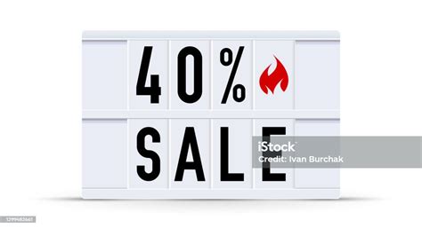 빈티지 라이트 박스에 40 판매 텍스트 벡터 일러스트레이션 3차원 형태에 대한 스톡 벡터 아트 및 기타 이미지 3차원 형태 40 광고 Istock
