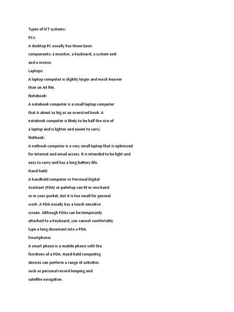 Types Of Ict Systems Pdf Printer Computing Image Scanner