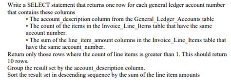 Solved Write A Select Statement That Returns One Row For
