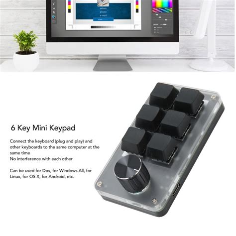 Mini Keypad One Handed Keypad 6 Key Diy Programmable With Knob Rgb