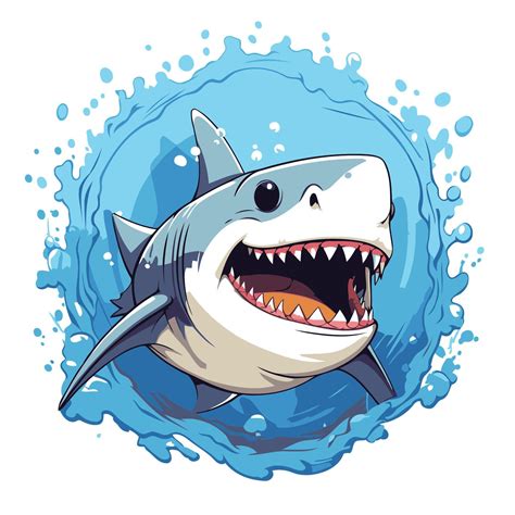 Shark With Open Mouth And Teeth In Water Illustration 49167027 Vector