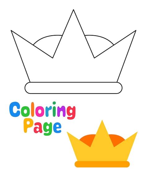 아이들을 위한 왕관이 있는 색칠 공부 페이지 프리미엄 벡터