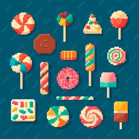 평면 디자인 픽셀 아트 음식 그림 무료 벡터