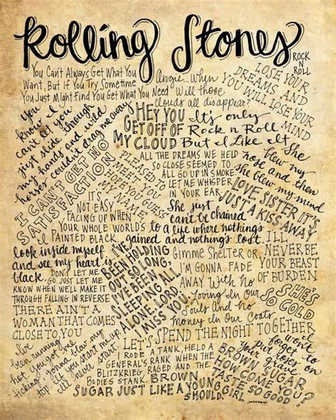Rolling Stones Lyrics And Quotes 8x10 Handdrawn And Handlettered