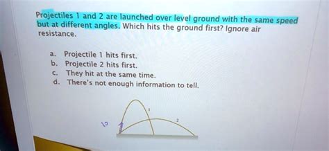 solved projectiles and 2 are launched over level ground with the same