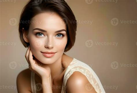 Ai Generated Beautiful Woman Face With Healthy Skin Natural Make Up