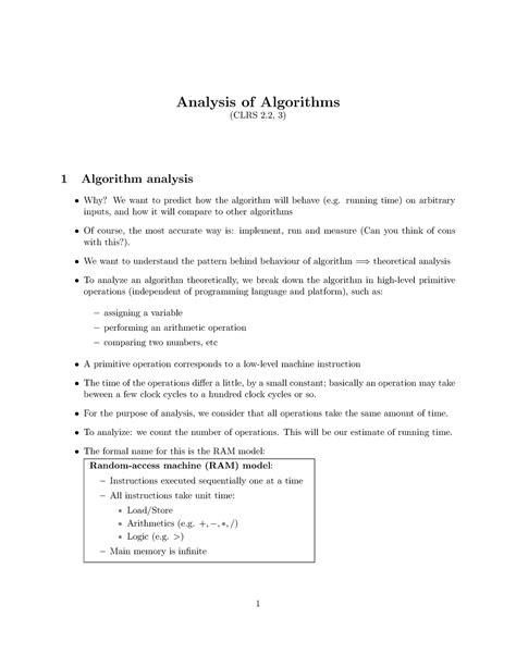 Analysis Good Analysis Of Algorithms Clrs 2 3 1 Algorithm Analysis Why We Want To