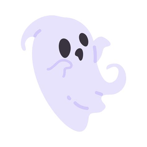 Cartoon Ghost In White Robe Floating Haunt And Scare People On