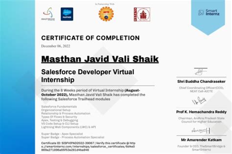 Masthan Javid Vali Shaik On Linkedin Salesforcedeveloper Internshipcompletion Smartinternz
