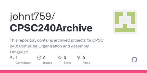 Github Johnt759cpsc240archive This Repository Contains Archived