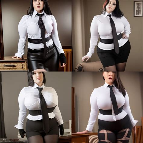 Curvy Bbw Mommy Dom In Tight White Buttoned Up Shirt And Long Black
