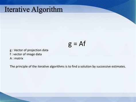 Ppt G Af G Vector Of Projection Data F Vector Of Image Data A