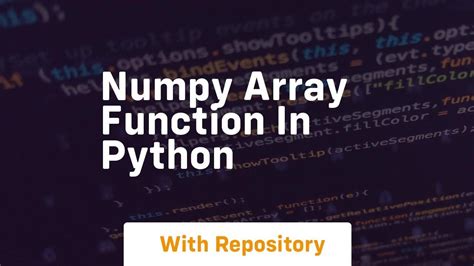 Numpy Array Function In Python Youtube
