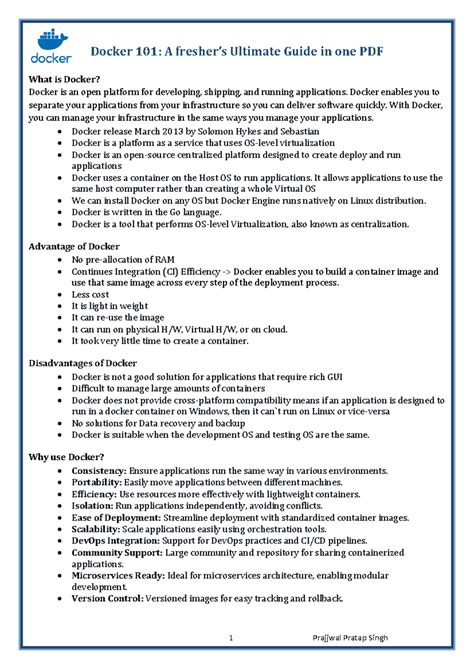 Docker Notes 📘 Docker 101 A Freshers Ultimate Guide In One Pdf What