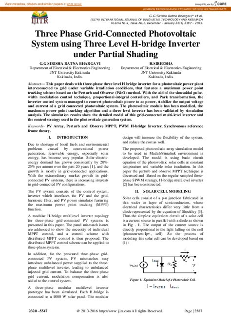 Pdf A Three Phase Grid Connected Photovoltaic System With Reactive