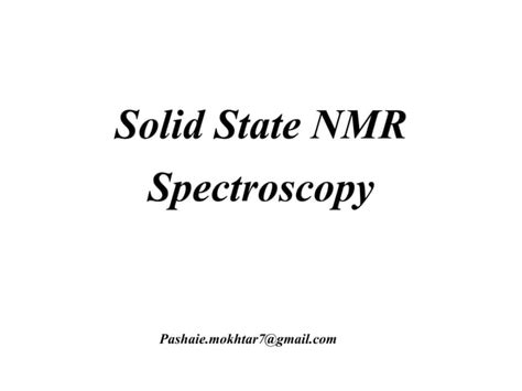 Solid State Nmr Pptx Chemistry Science
