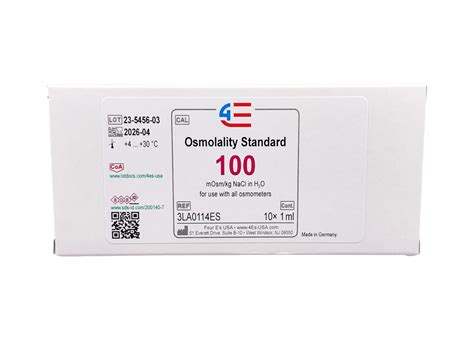 4es Usa Osmometer Calibration Standard 100 Osmometer Reagent 100
