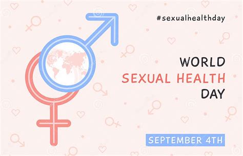 World Sexual Health Day Horizontal Banner Female And Male Gender Signs With World Map Sex