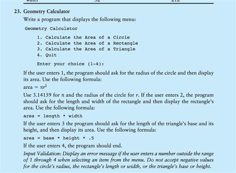 Solved 23 Geometry Calculator Write A Program That Displays