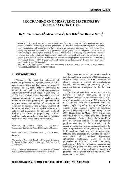 Pdf Programing Cnc Measuring Machines By Genetic Algorithms