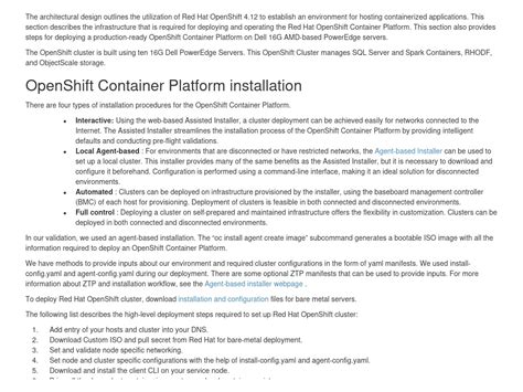 Red Hat Openshift Cluster Deployment Design Guide—data Analytics With Sql Server 2022 On Red