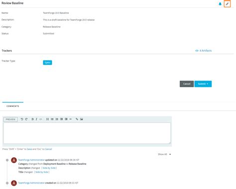 Edit Baselines · Digital Ai Teamforge