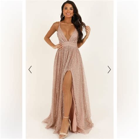 Showpo Dresses Lady Godiva Dress In Rose Gold Glitter Poshmark