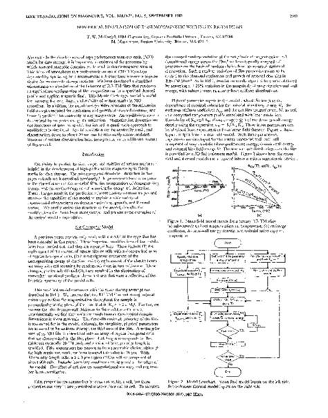 Pdf Numerical Simulation Of Thermomagnetic Writing In Re Tm Films