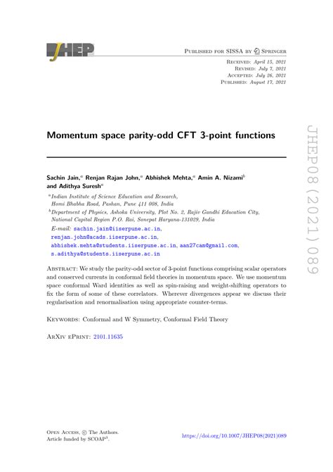 Pdf Momentum Space Parity Odd Cft 3 Point Functions