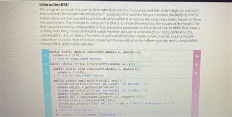 Solved Arrange The Java Code Chunks Into A Program That